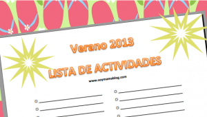 Imprimible: Lista de actividades - Verano 2013